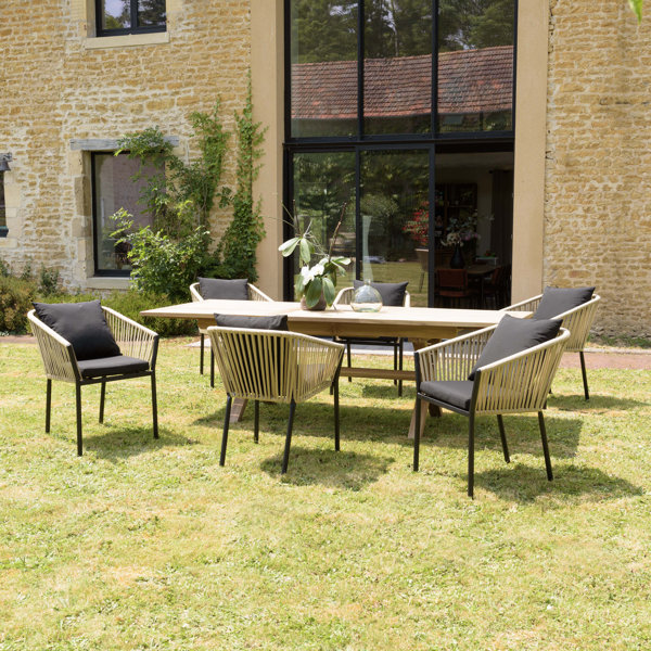 Corrigan Studio Mac Rectangular 6 - Person 180cm Long Dining Set with Cushions | Wayfair.co.uk